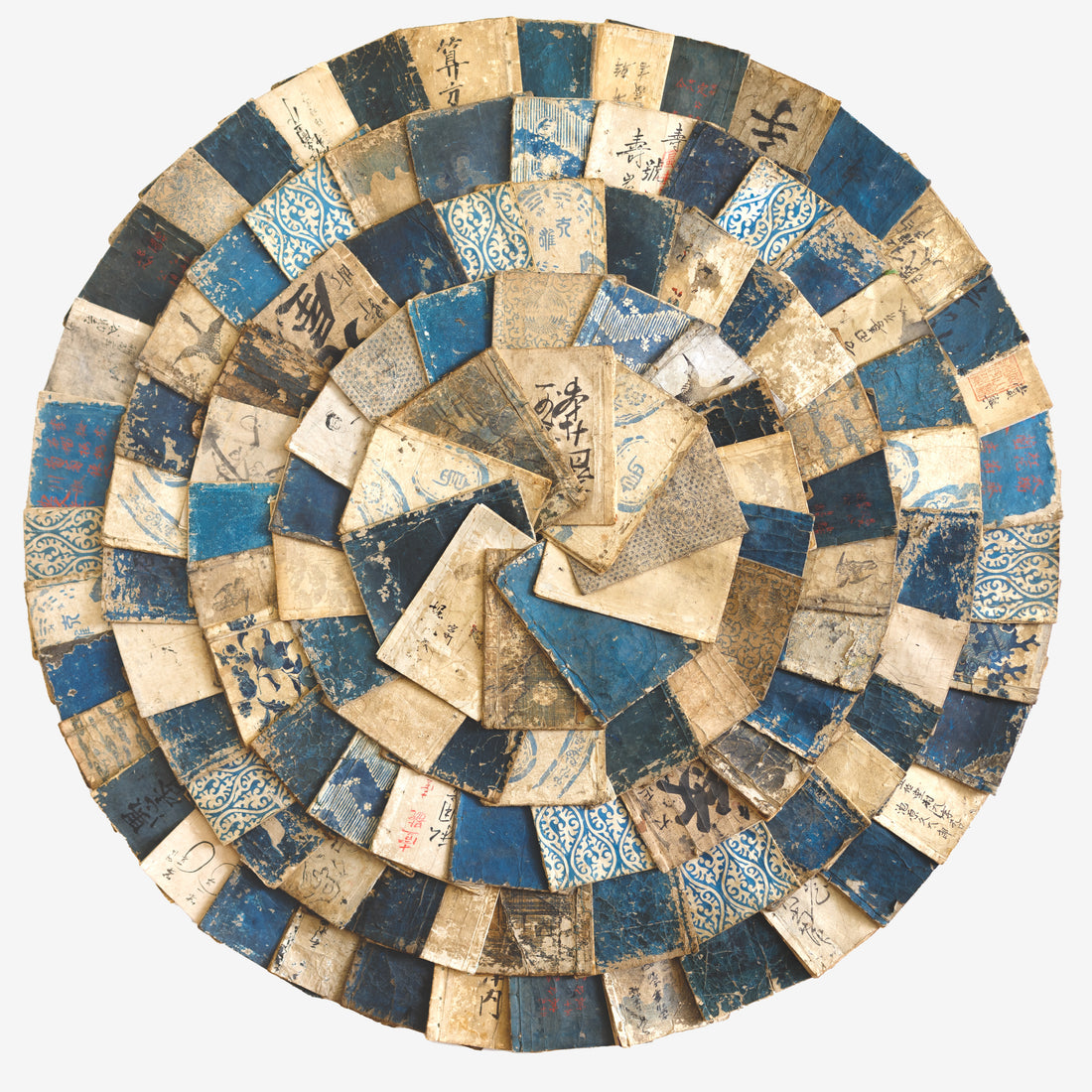 One of One Upcycled Japanese Book Art in Blue & White Woodblock Books ...